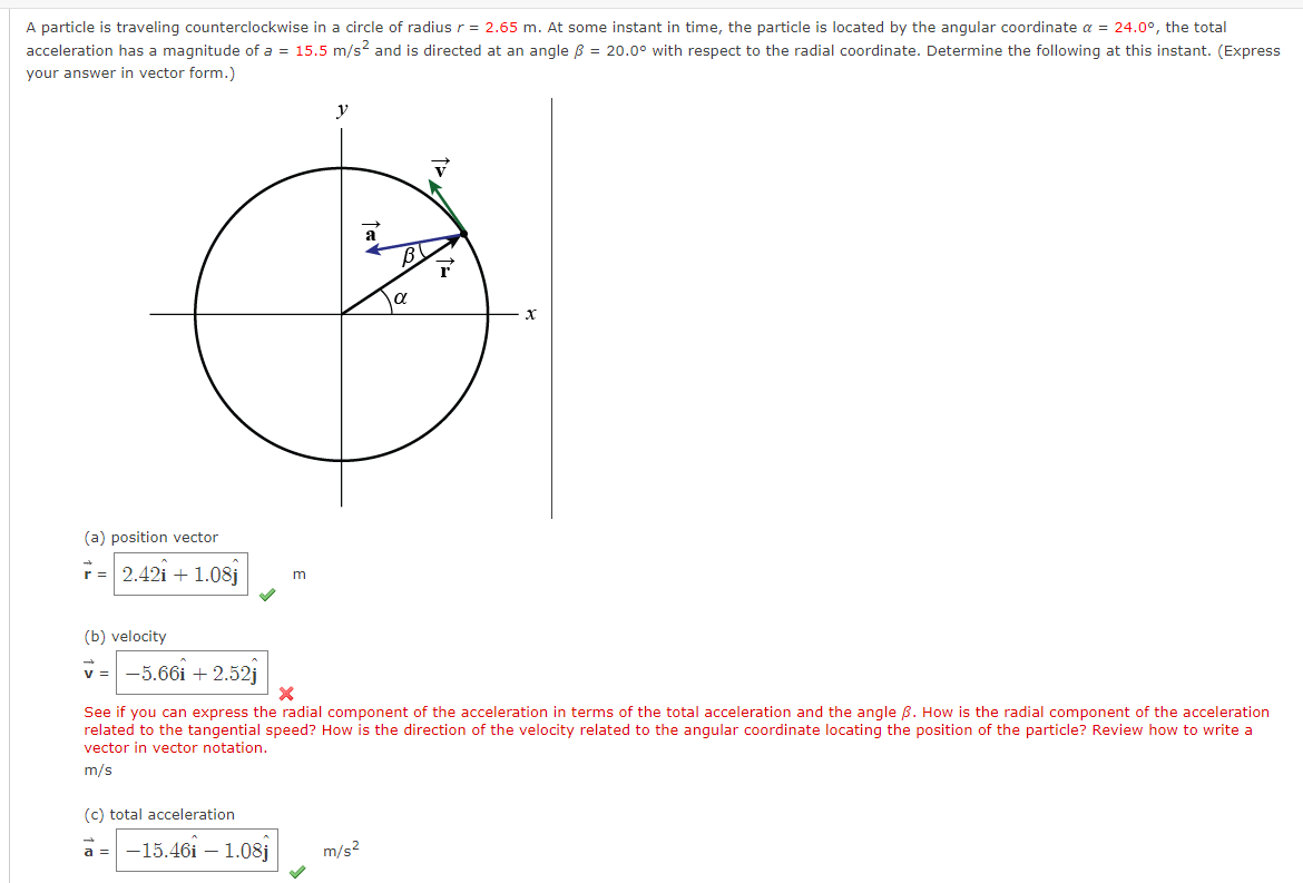 Solved A particle is traveling counterclockwise in a circle | Chegg.com