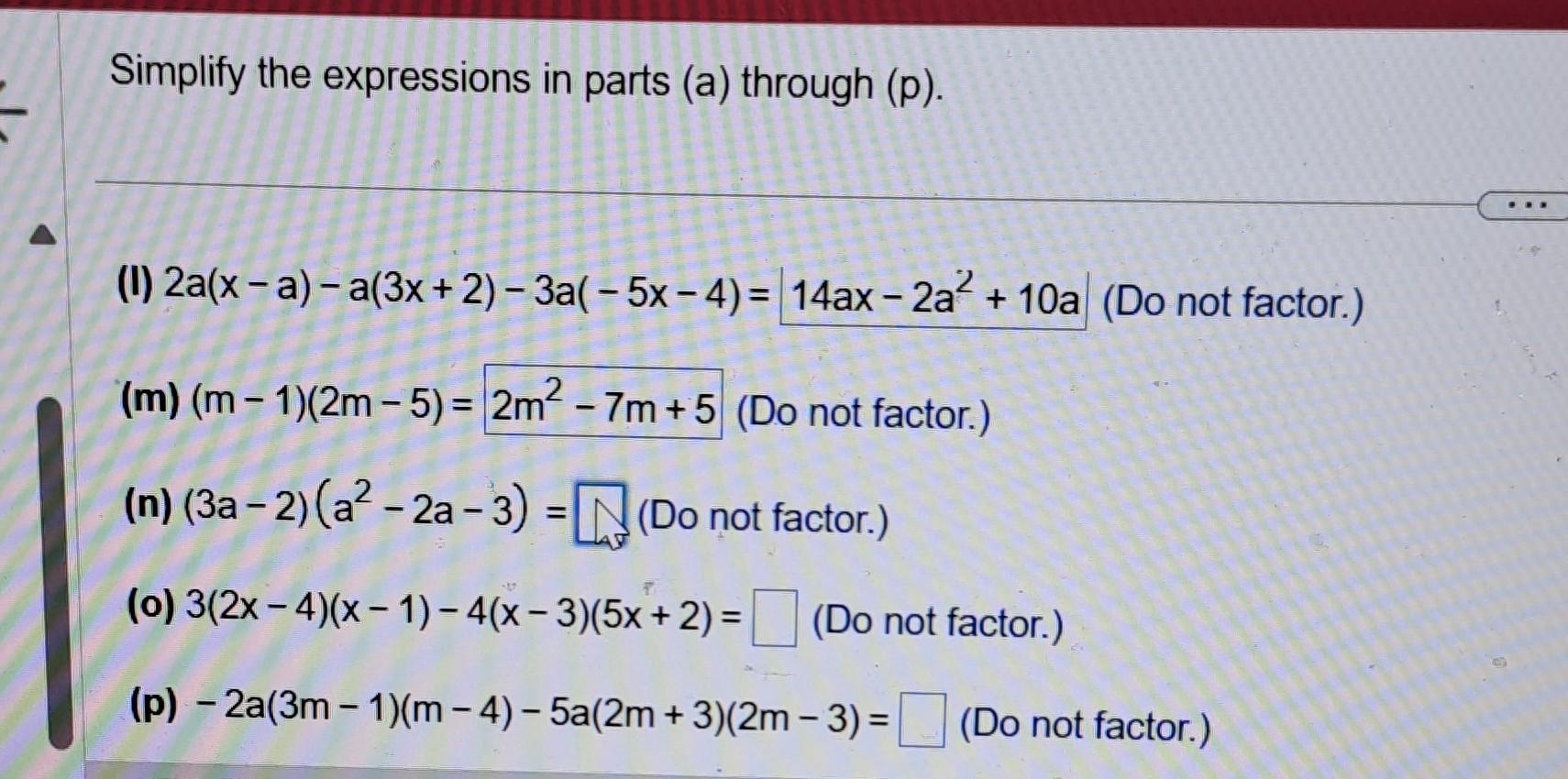 Solved Simplify the expressions in parts (a) through (p). | Chegg.com