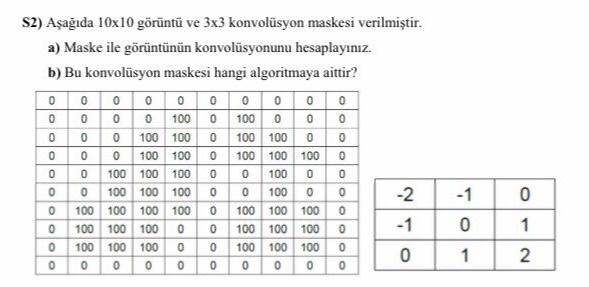 Below is a 10x10 image and a 3x3 convolution mask. a) | Chegg.com