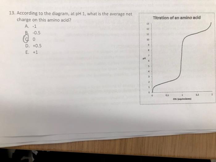 Solved 13. According to the diagram, at pH1, what is the | Chegg.com