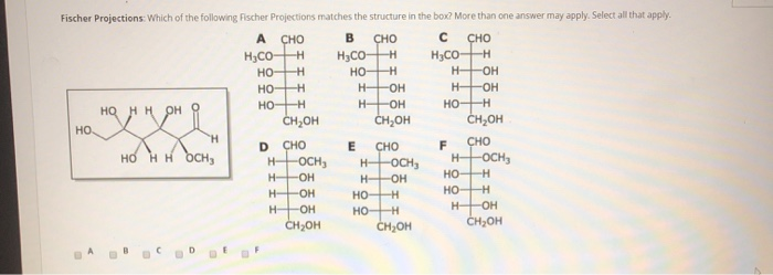 Solved Fischer Projections: Which of the following Fischer | Chegg.com