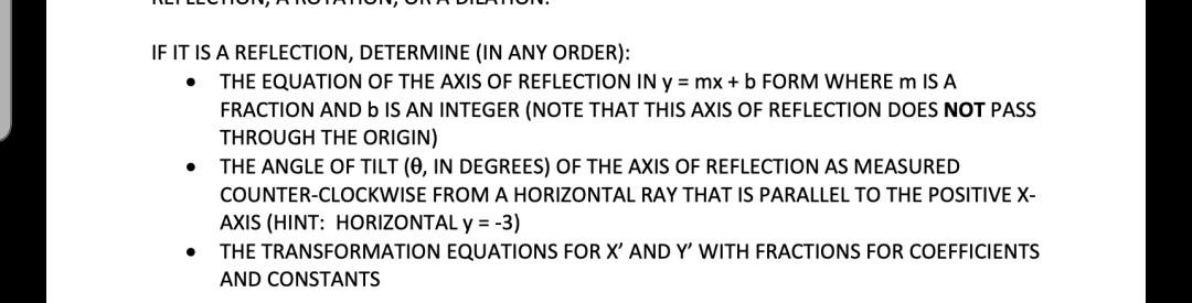 Solved O IF IT IS A REFLECTION, DETERMINE (IN ANY ORDER): | Chegg.com