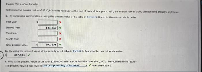 Solved Present Value of an Annuity Detemine the present | Chegg.com Solved Present Value of an Annuity Detemine the present | Chegg.com