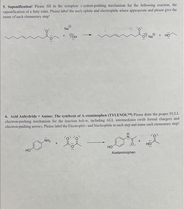 Solved 5. Saponification! Please fill in the complete | Chegg.com