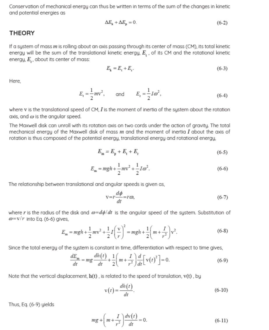 Solved In the CONSERVATION OF MECHANICAL ENERGY experiment, | Chegg.com