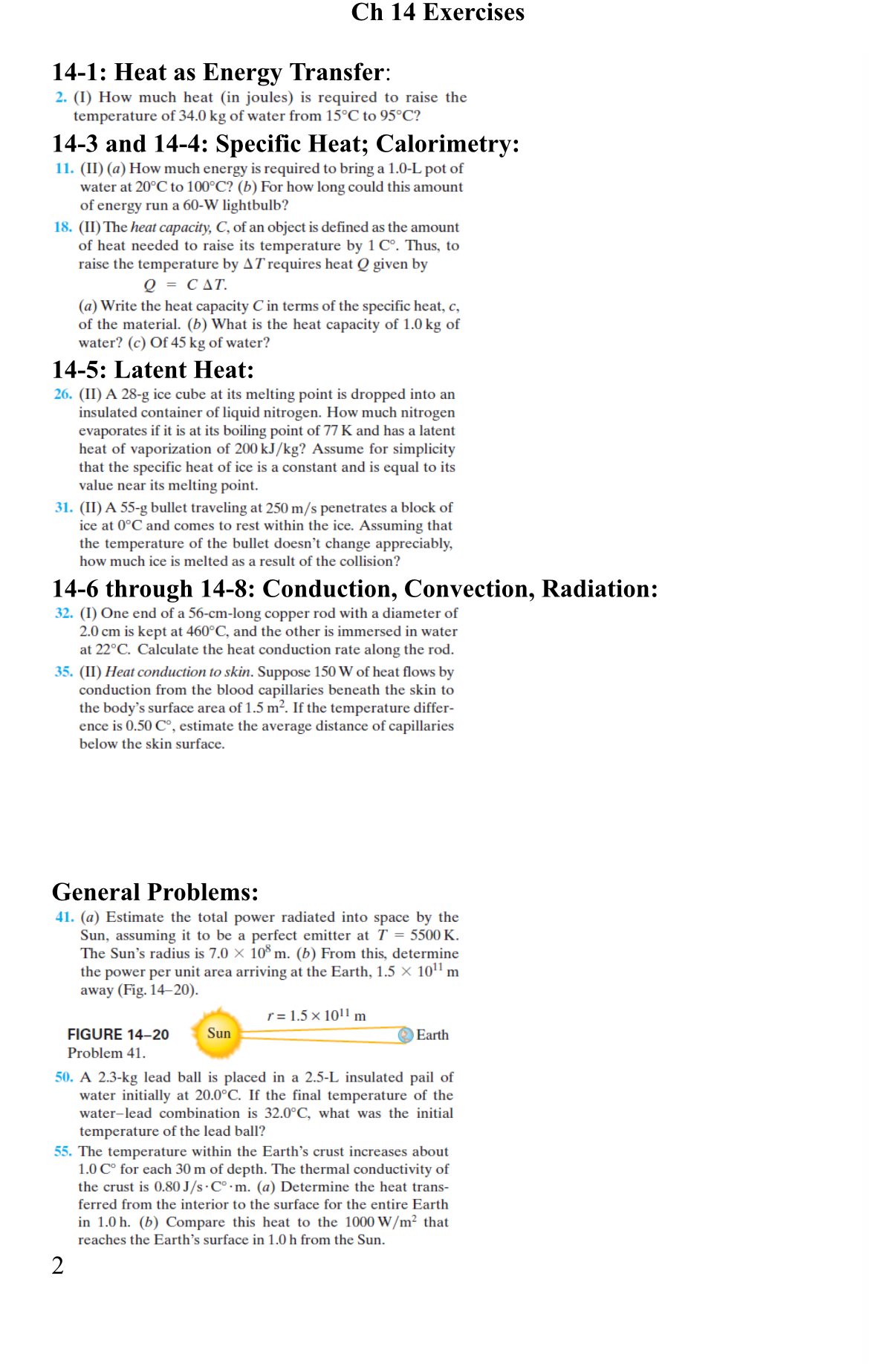 Solved Ch 14 ﻿Exercises14-1: Heat as Energy Transfer:2. (I) | Chegg.com