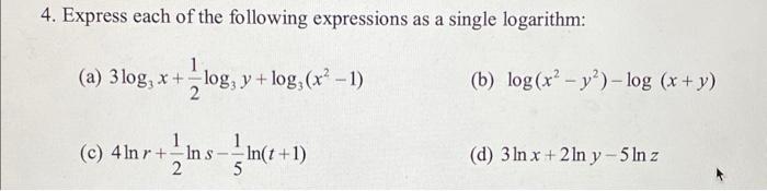 Solved 4. Express each of the following expressions as a | Chegg.com