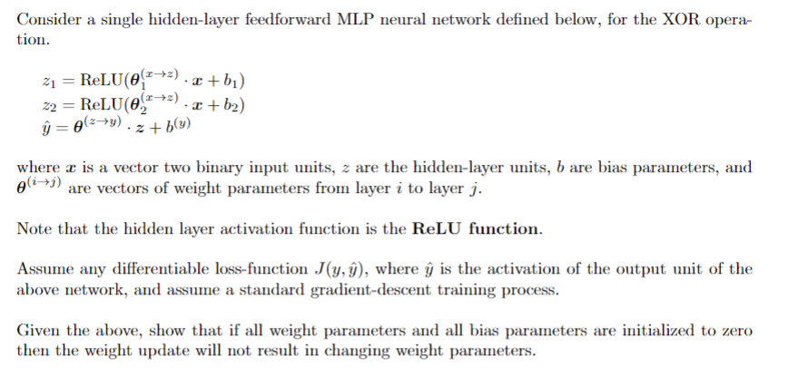 Solved Consider a single hidden-layer feedforward MLP neural | Chegg.com