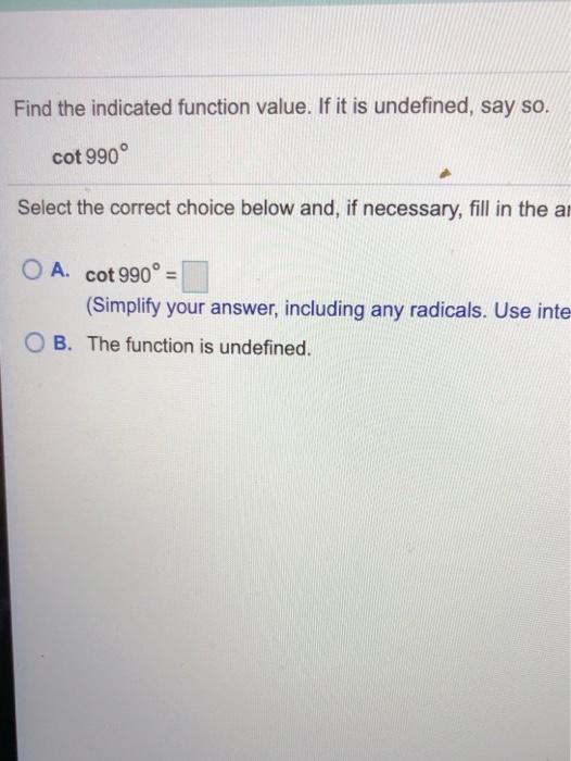 Solved Find the indicated function value. If it is | Chegg.com