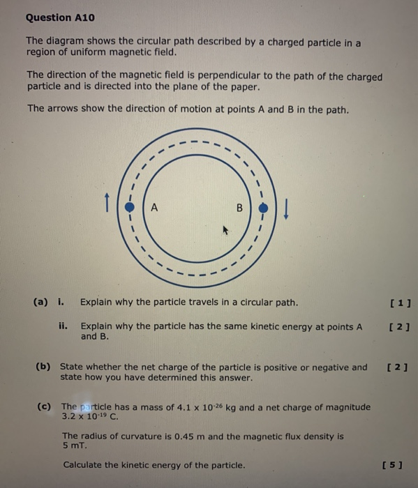 Solved Question A10 The diagram shows the circular path | Chegg.com