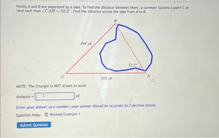 Solved Points A and B are separated by a lake. To find the | Chegg.com