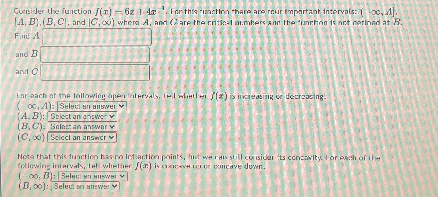 Solved Consider the function f(x)=6x+4x-1. ﻿For this | Chegg.com