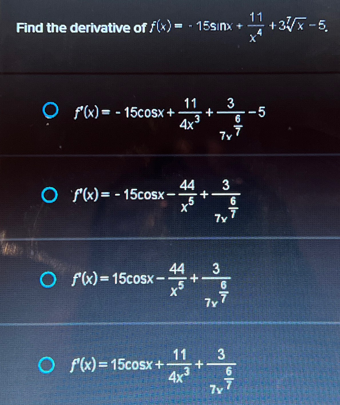 Solved Find the derivative of | Chegg.com