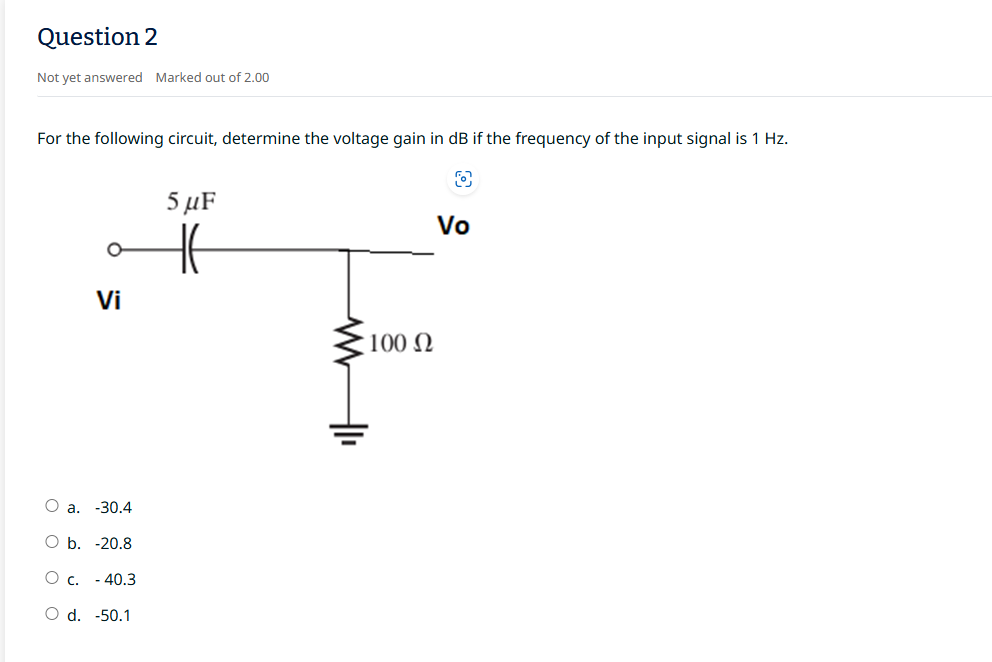 Solved Question 2Not yet answered Marked out of 2.00For the | Chegg.com