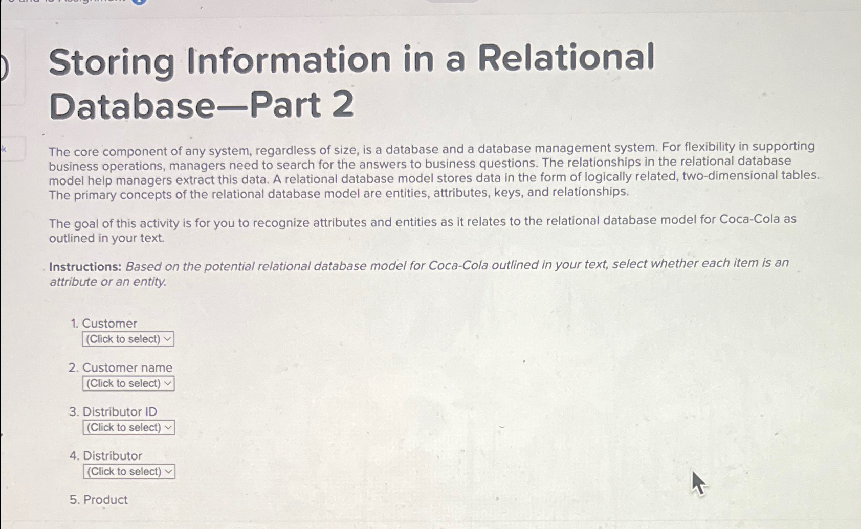 Solved Storing Information in a Relational Database-Part | Chegg.com