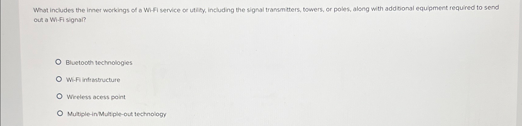 Solved What includes the inner workings of a Wi-Fi service | Chegg.com