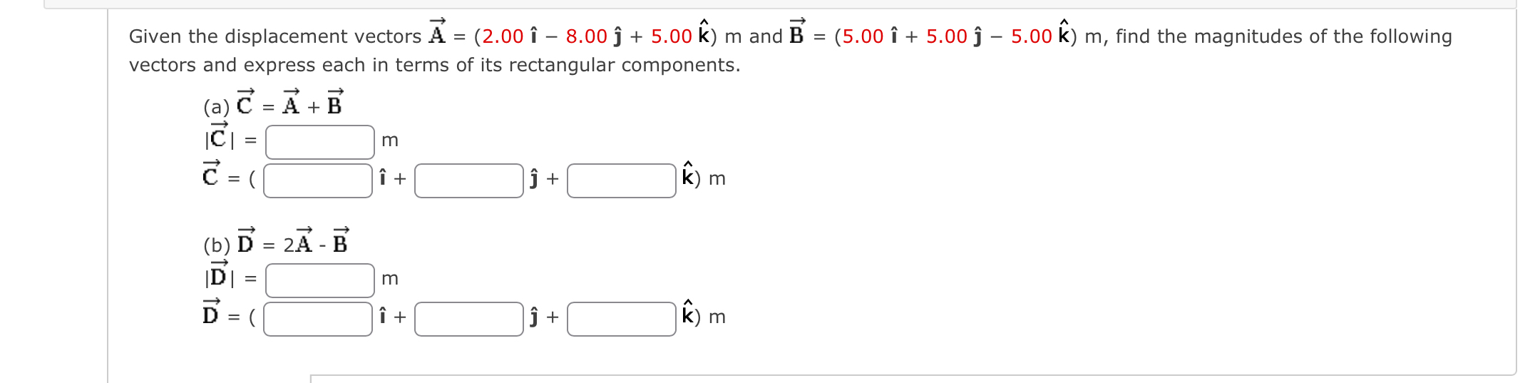 Solved Given the displacement vectors | Chegg.com