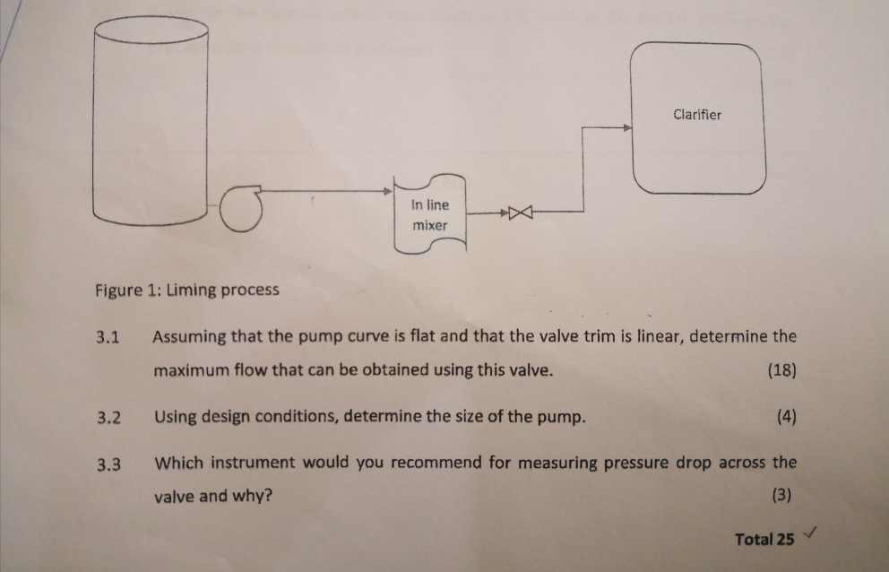 Solved Question 3 A pump is used to deliver lime from the | Chegg.com