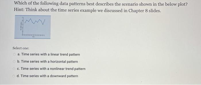 Solved Which of the following data patterns best describes | Chegg.com