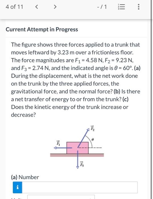 Solved The figure shows three forces applied to a trunk that | Chegg.com