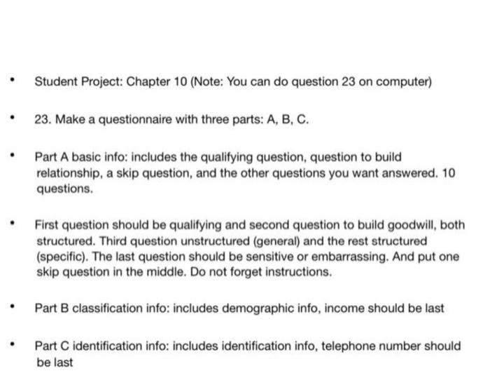 Solved Student Project: Chapter 10 (Note: You can do | Chegg.com