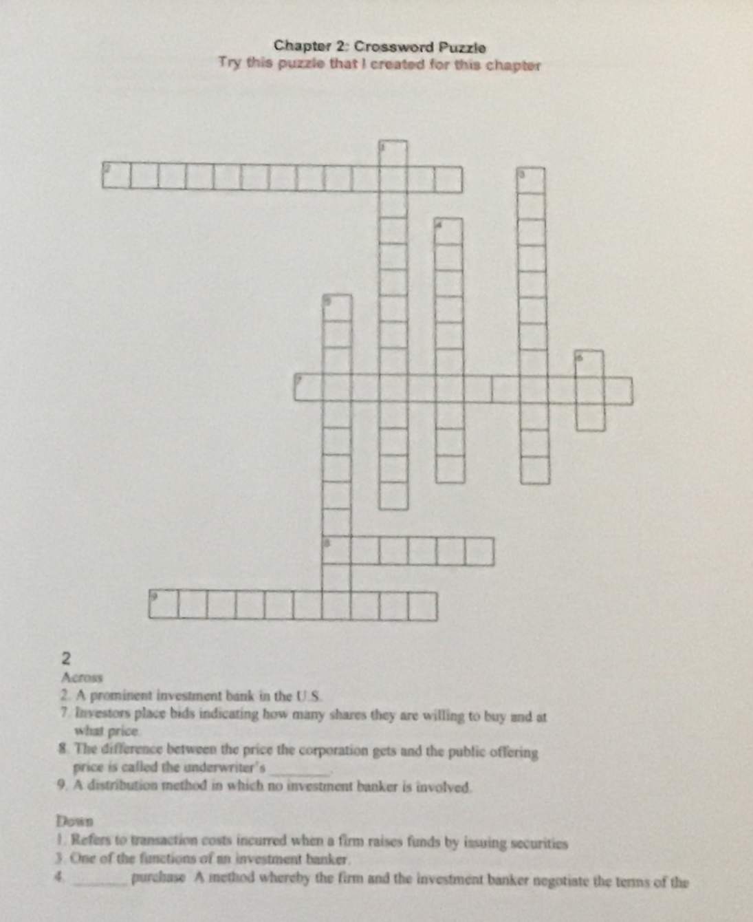 Solved Chapter 2: Crossword PuzzleTry this puzzle that I | Chegg.com