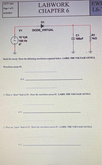 Solved Build the circuit. Draw the following waveforms | Chegg.com