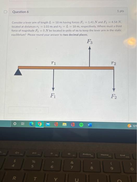 Solved Consider a lever arm of length L=18 m having forces | Chegg.com