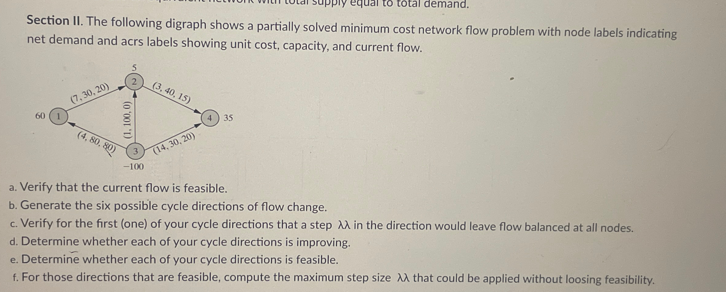 Question: Section II. The following digraph shows a partially solved ... Question: Section II. The following digraph shows a partially solved ...