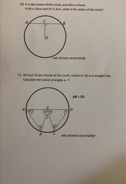 Solved 10. O is the centre of this circle, and AB is a | Chegg.com
