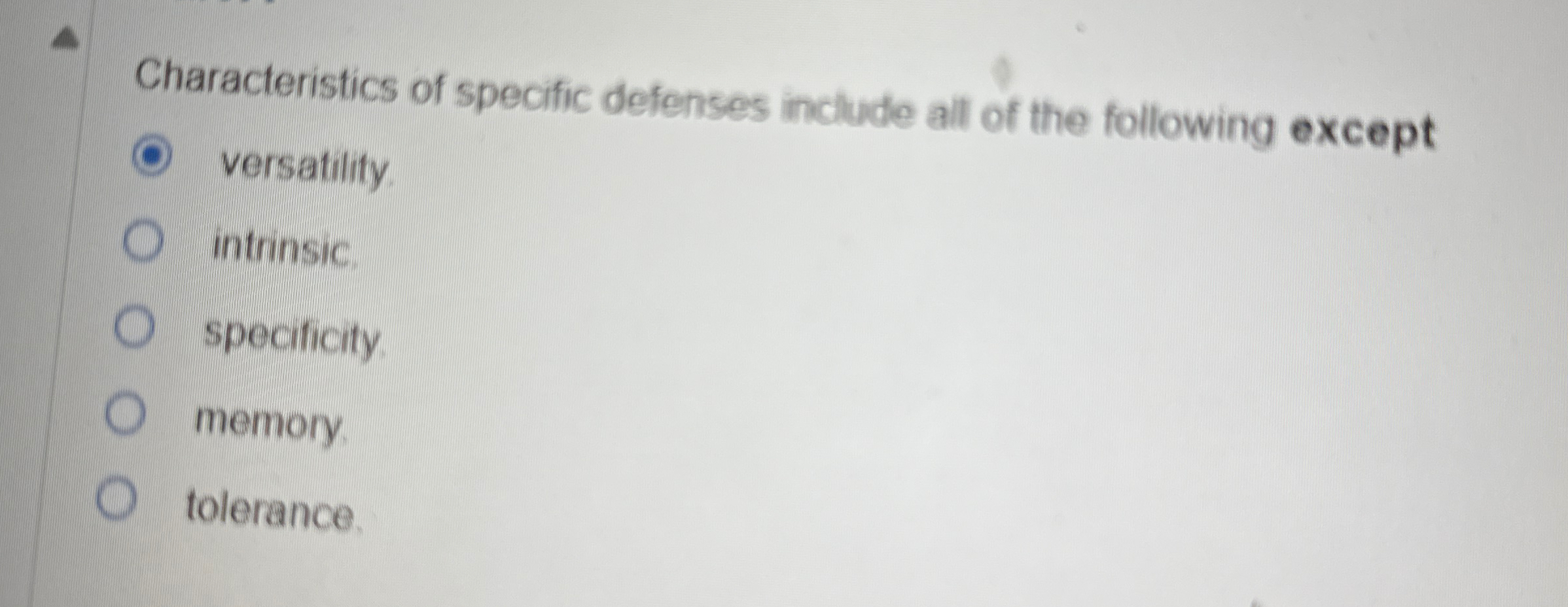 Solved Characteristics of specific defenses include all of | Chegg.com