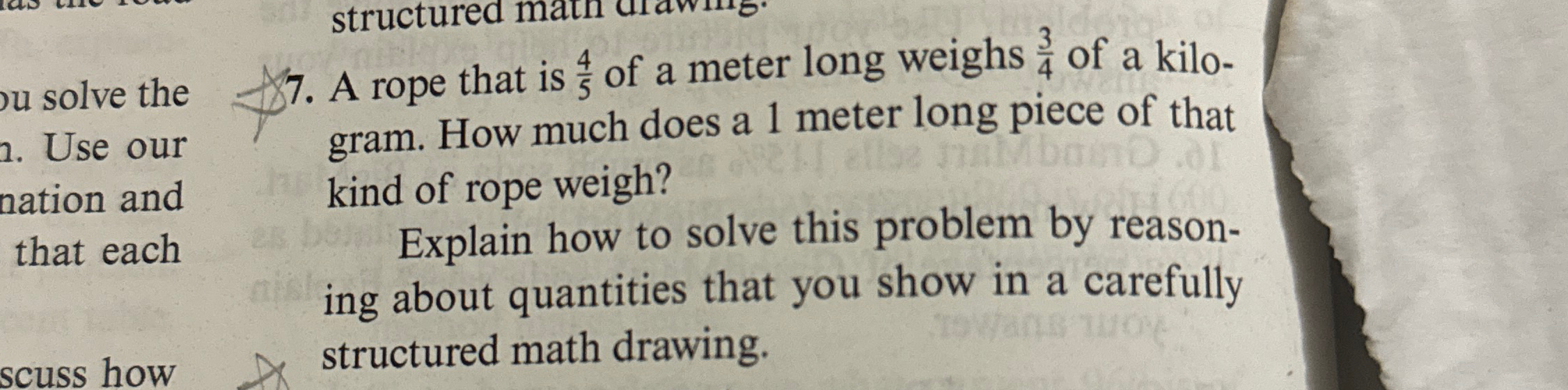 Solved A rope that is 45 ﻿of a meter long weighs 34 ﻿of a | Chegg.com