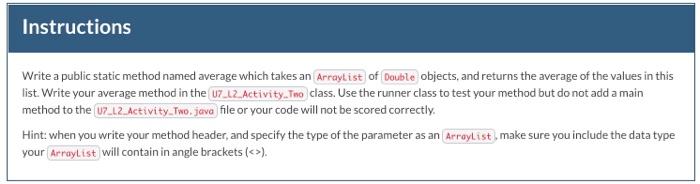 Solved Instructions Write a public static method named | Chegg.com