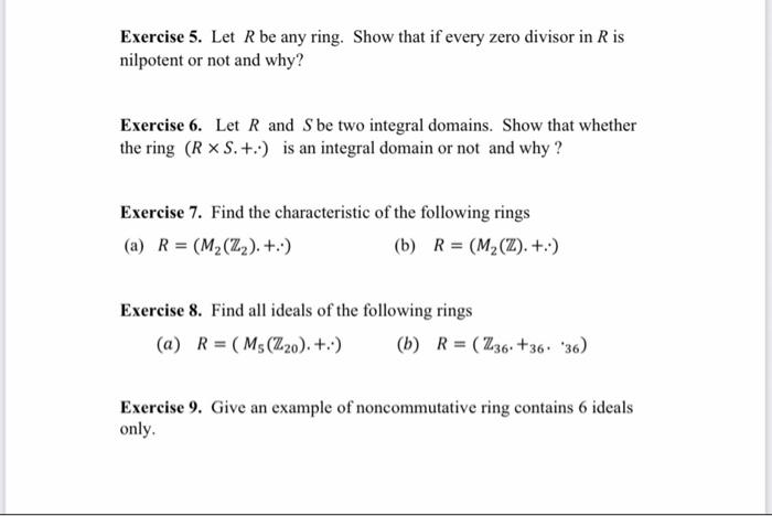Solved Home Work 1 Exercise 1. Let R be an integral domain. | Chegg.com