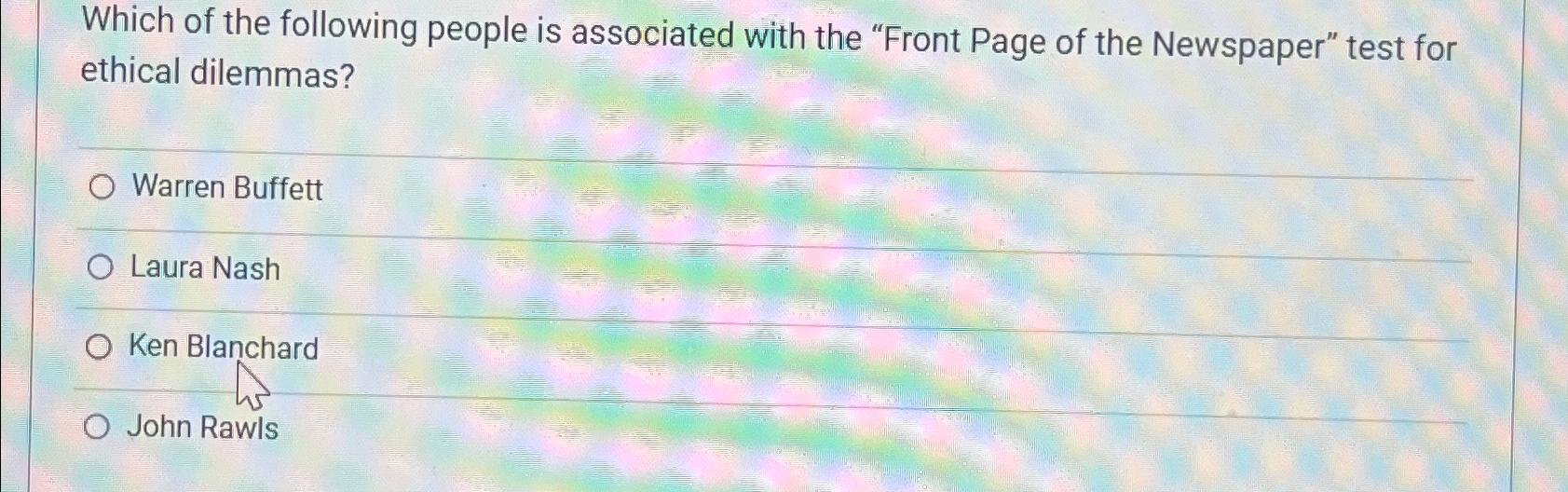 Solved Which of the following people is associated with the | Chegg.com