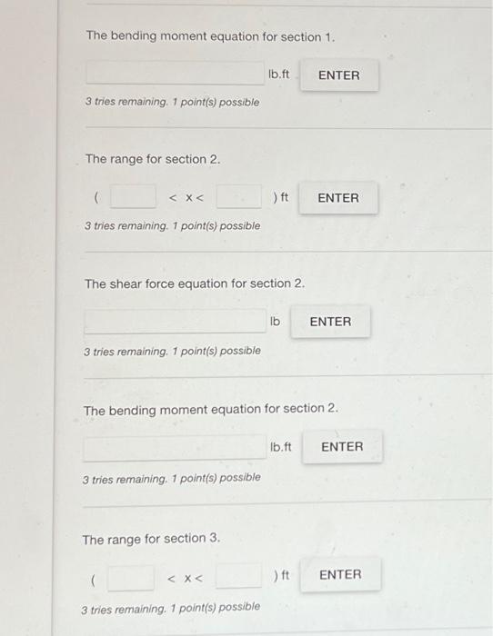 Solved \r\n\r\nThe bending moment equation for section 1 . | Chegg.com