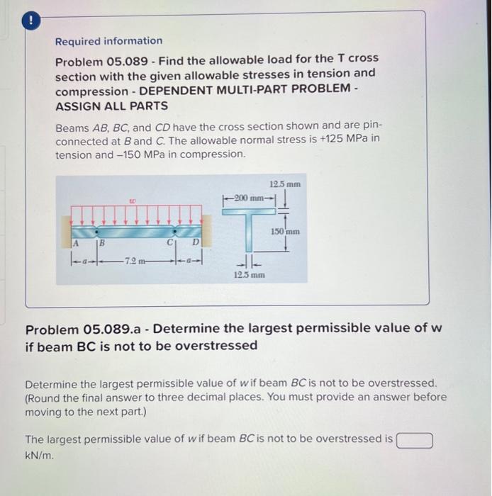 Solved Required information Problem 05.089 . Find the | Chegg.com