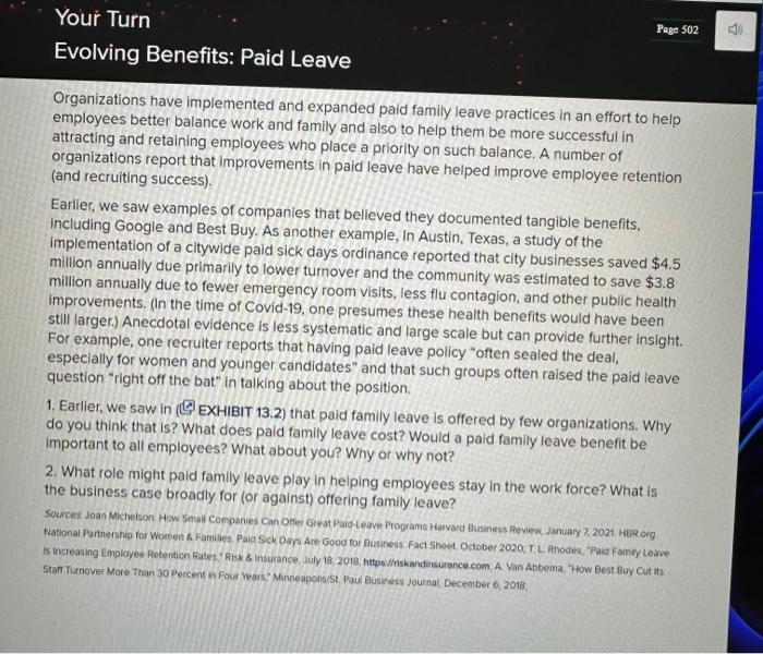 Solved Organizations have implemented and expanded paid | Chegg.com