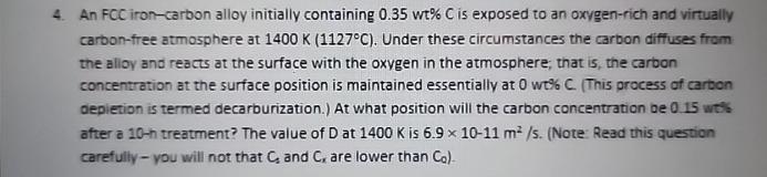 An FCC iron-carbon alloy initially containing | Chegg.com
