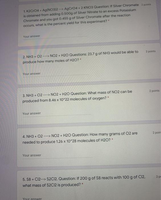 Solved 1. K2CrO4 + Ag(NO3)2 --> AgCrO4 + 2 KNO3 Question: If | Chegg.com
