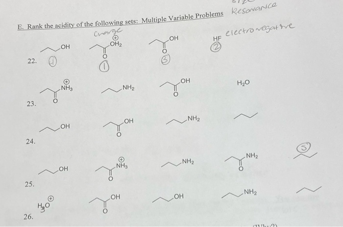 Solved SI Resonance E. Rank the acidity of the following | Chegg.com