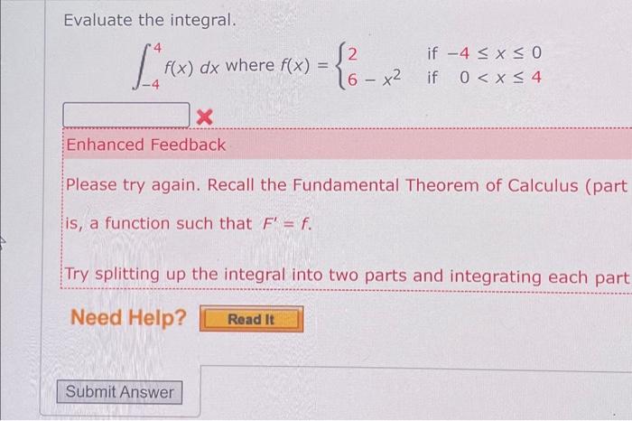 Solved Evaluate the integral. 4 La f(x) dx where f(x): E= X | Chegg.com