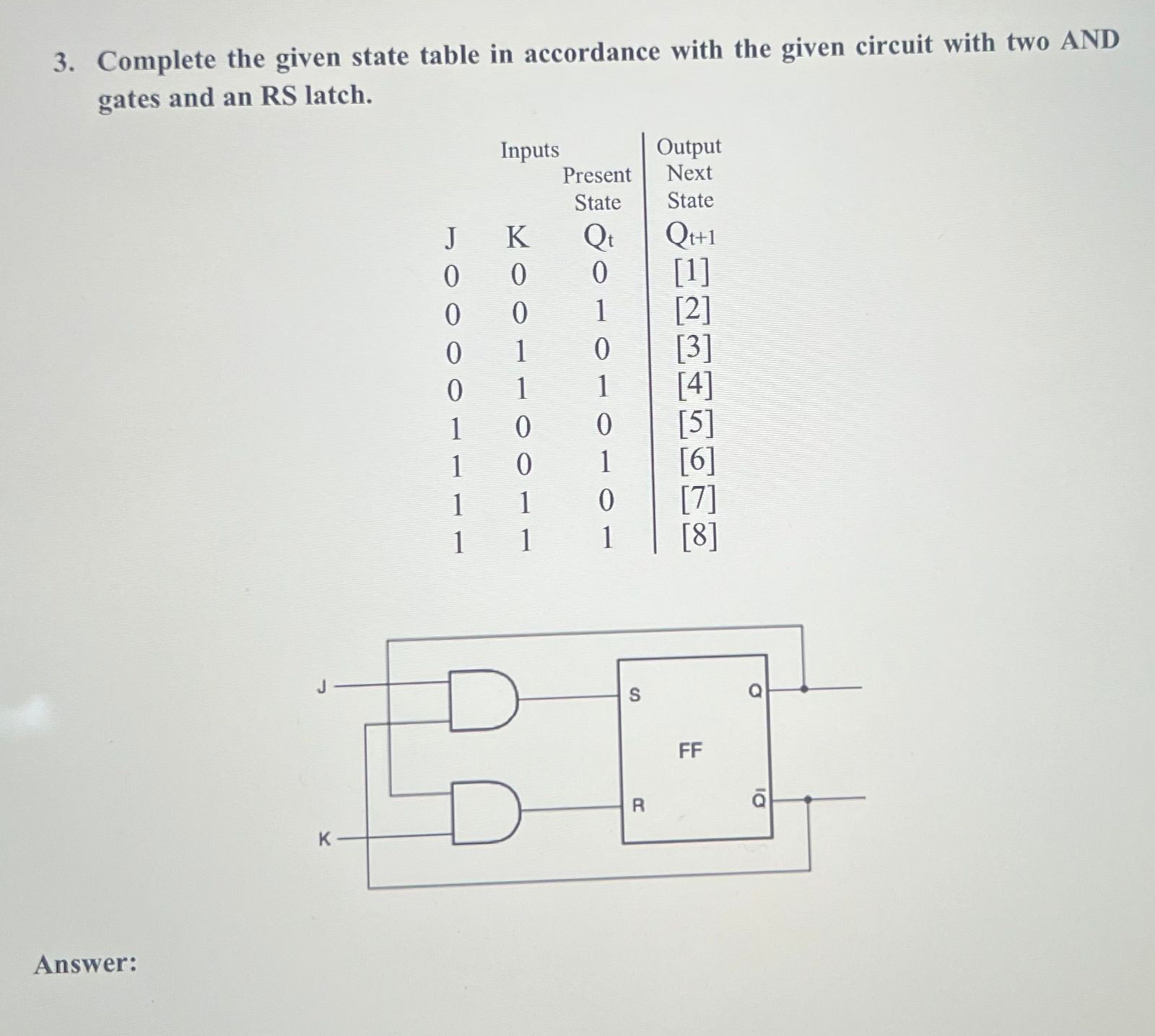 Solved Complete the given state table in accordance with the | Chegg.com