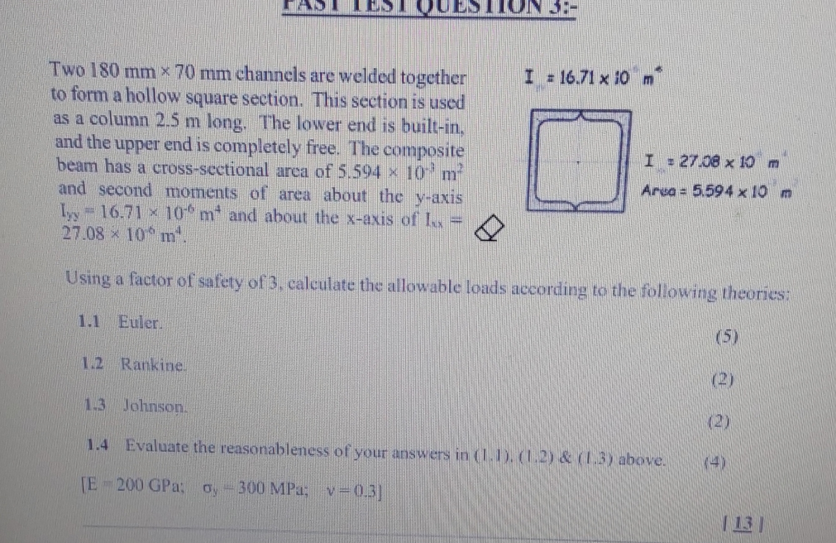 Solved Two 180mm×70mm ﻿channels are welded together to form | Chegg.com