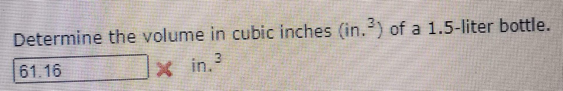 Solved Determine the volume in cubic inches (in.) of a | Chegg.com