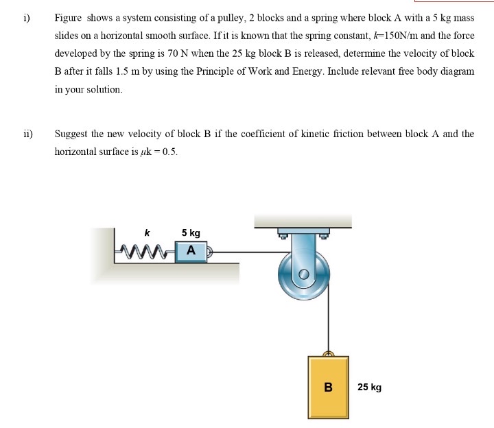 Solved i) ﻿Figure shows a system consisting of a pulley, 2 | Chegg.com