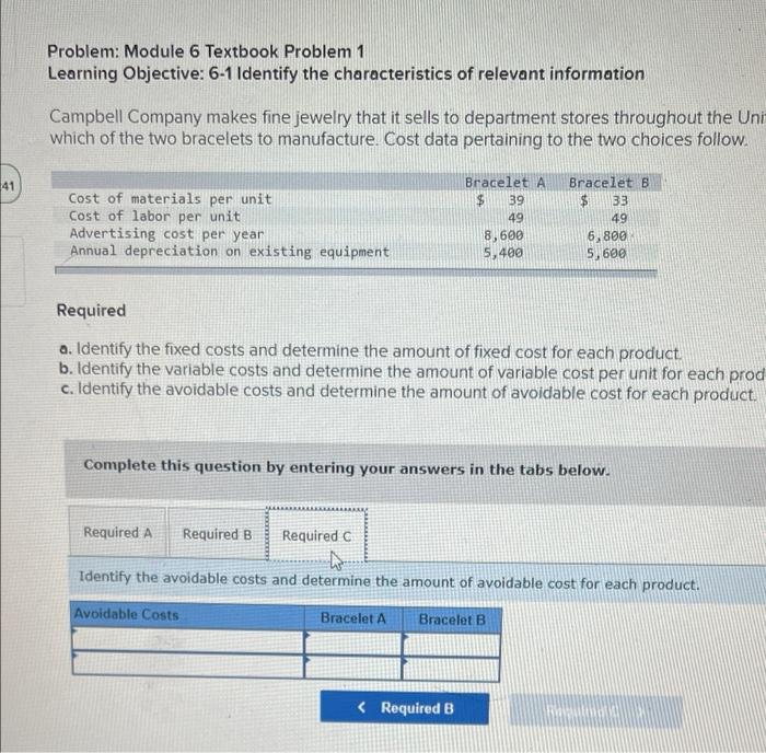 Solved Problem: Module Textbook Problem Learning Objective | Chegg.com