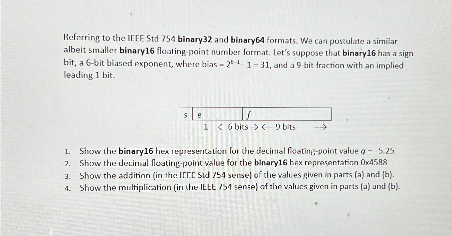 Solved Referring to the IEEE Std 754 ﻿binary32 ﻿and binary64 | Chegg.com