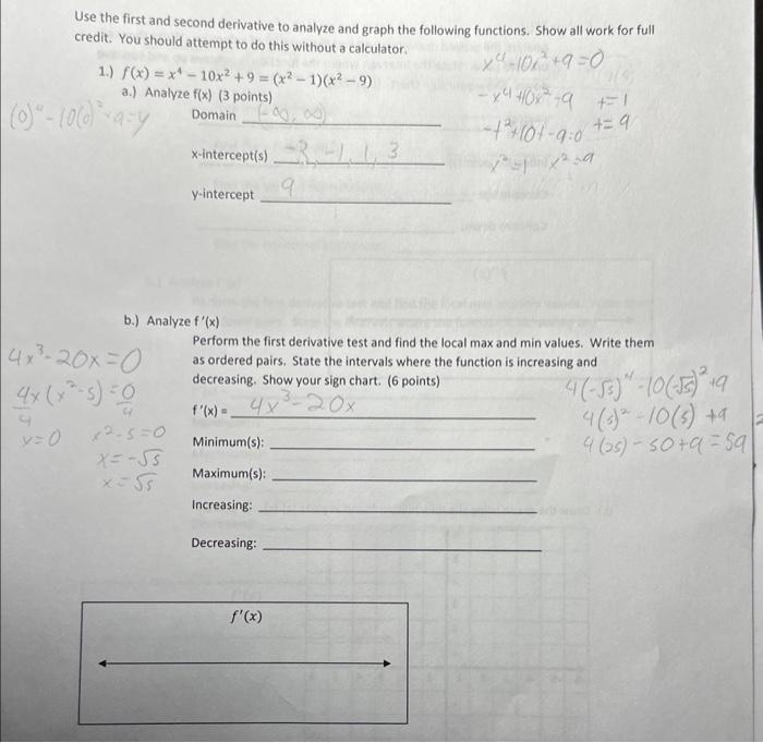 Solved Use the first and second derivative to analyze and | Chegg.com