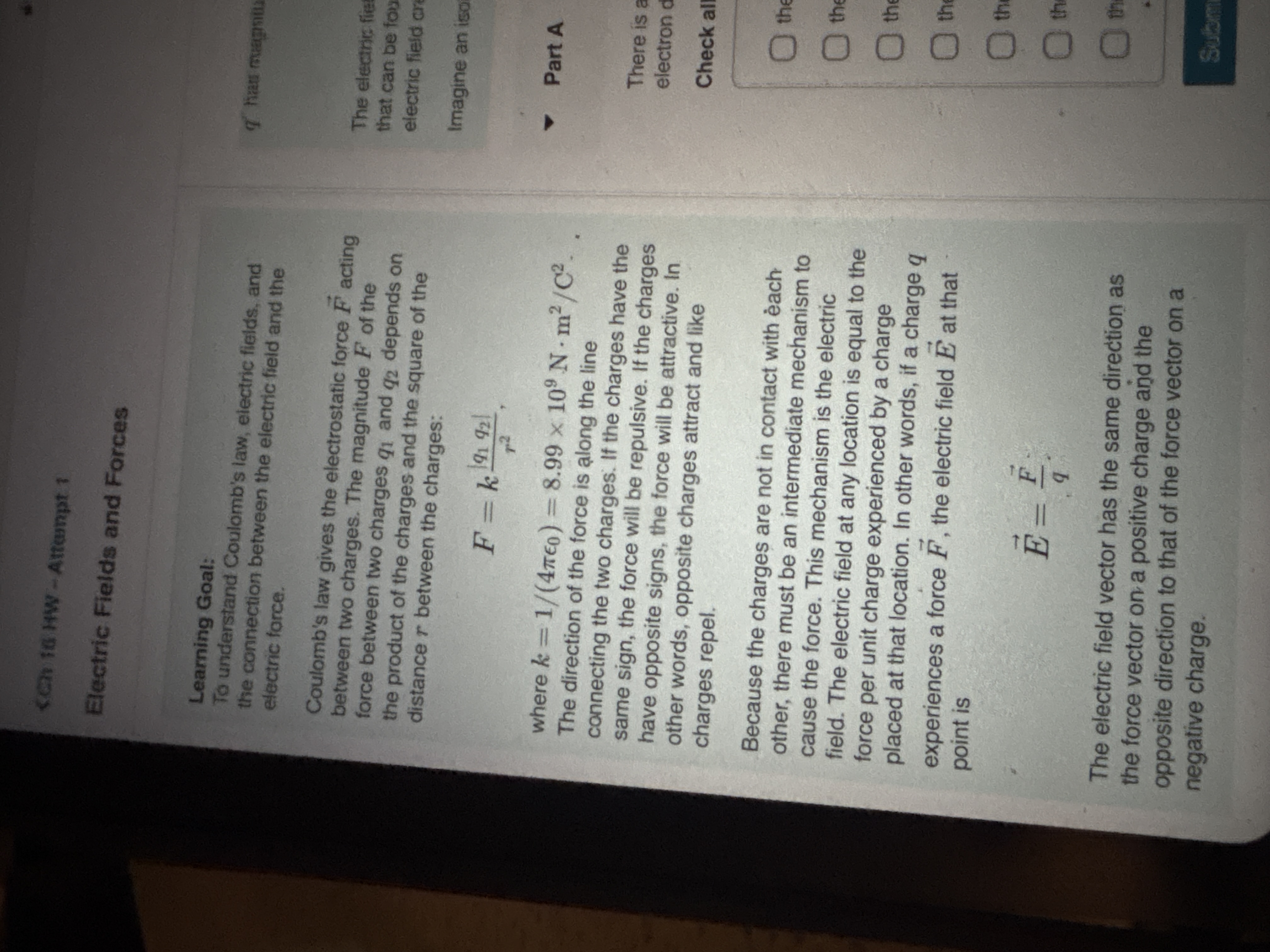 Solved Learning Goal:To ﻿understand Coulomb's law, electric | Chegg.com